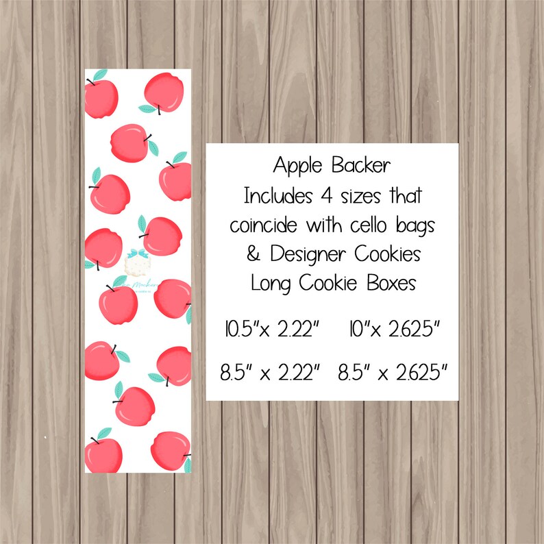 Printable Cookie Card Apple Box Backer 4 Sizes - Etsy