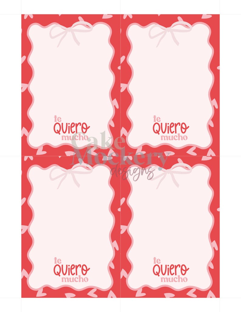 Printable Cookie Card - Te Quiero Mucho - 3.5"x5" - Etsy