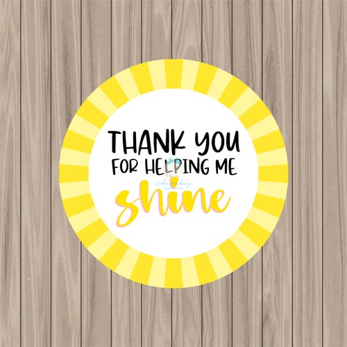 Printable Tag Thanks for Helping Me Shine 2 Circle - Etsy