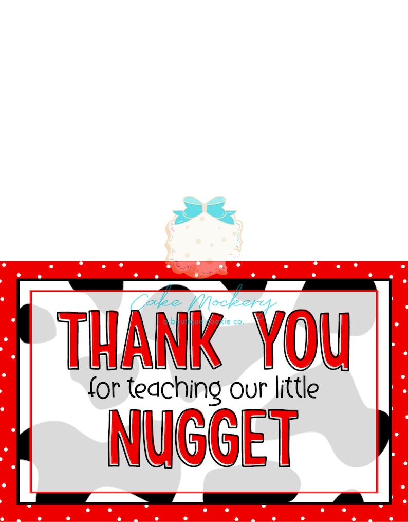 Printable Bag Topper - Thank You for Teaching Our Little Nugget - 3.125 ...