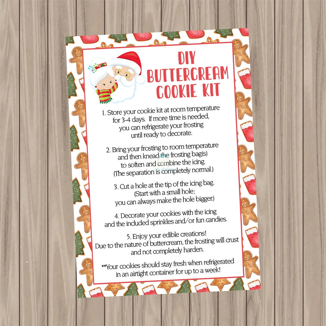 Printable Cookie Card Christmas BUTTERCREAM DIY Cookie Card 3.5x5 - Etsy