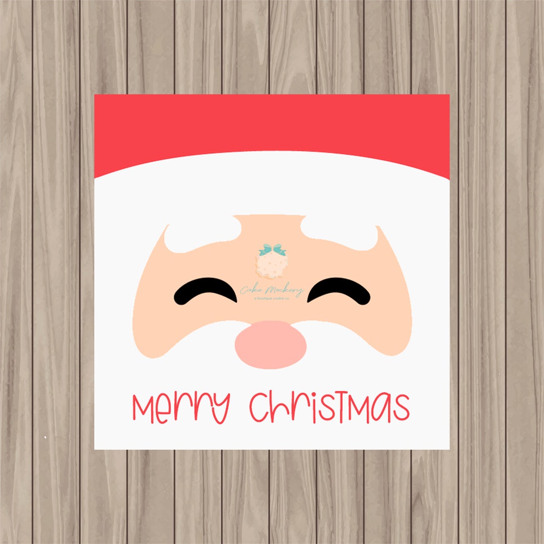 Printable Tag - Merry Christmas Santa Face - 2" Square - Etsy