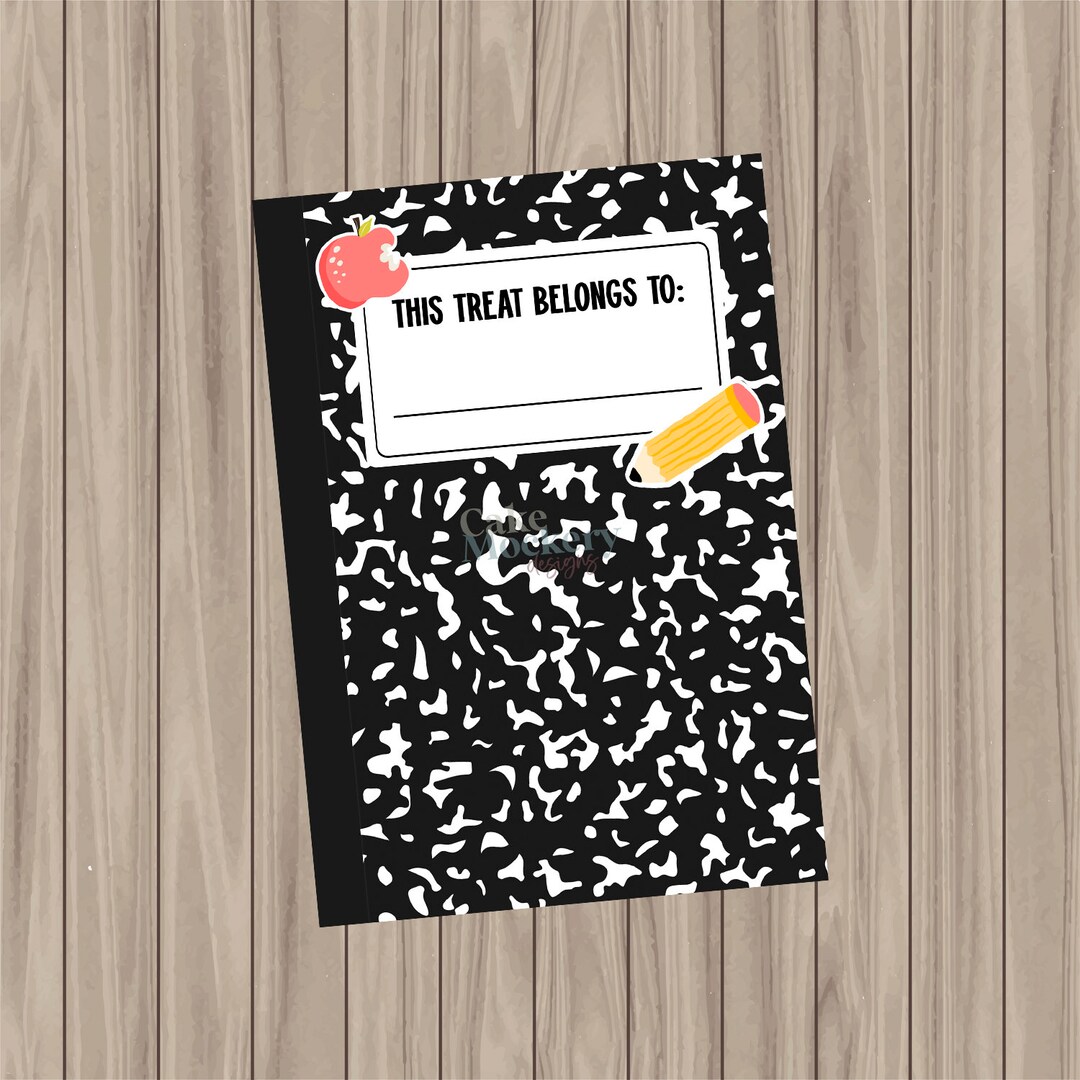Printable Cookie Card - Composition Book Treat - 3.5"x5" - Etsy
