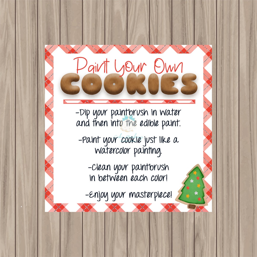 Printable Cookie Card - Paint Your Own Cookies - 3.25" - Etsy