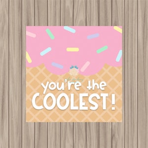 Printable Tag - You're the Coolest - 2" Square - Etsy