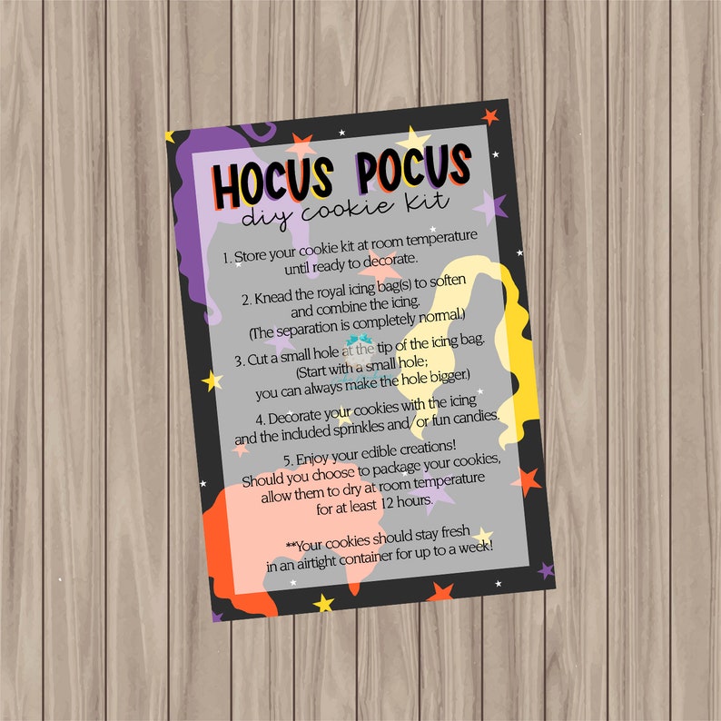 Printable Cookie Card - Hocus Pocus ROYAL ICING DIY Cookie Card - 3.5 ...