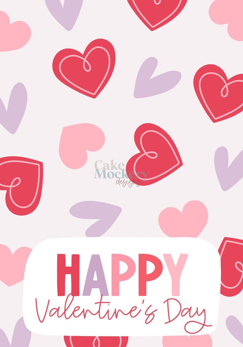 Printable Cookie Card - Happy Valentine's Day - 3.5"x5" - Etsy