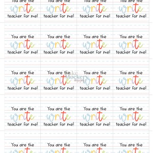 Printable Tag -you Are the WRITE Teacher for Me - 2" Square - Etsy