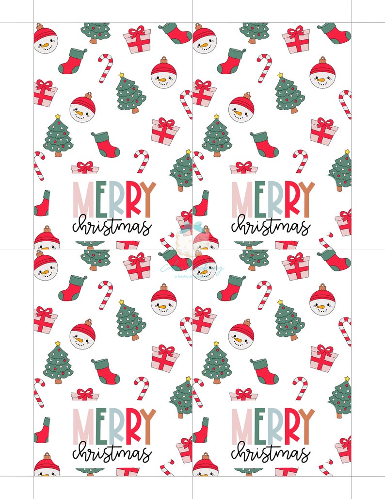 Printable Cookie Card - Merry Christmas - 3.5"x5" - Etsy