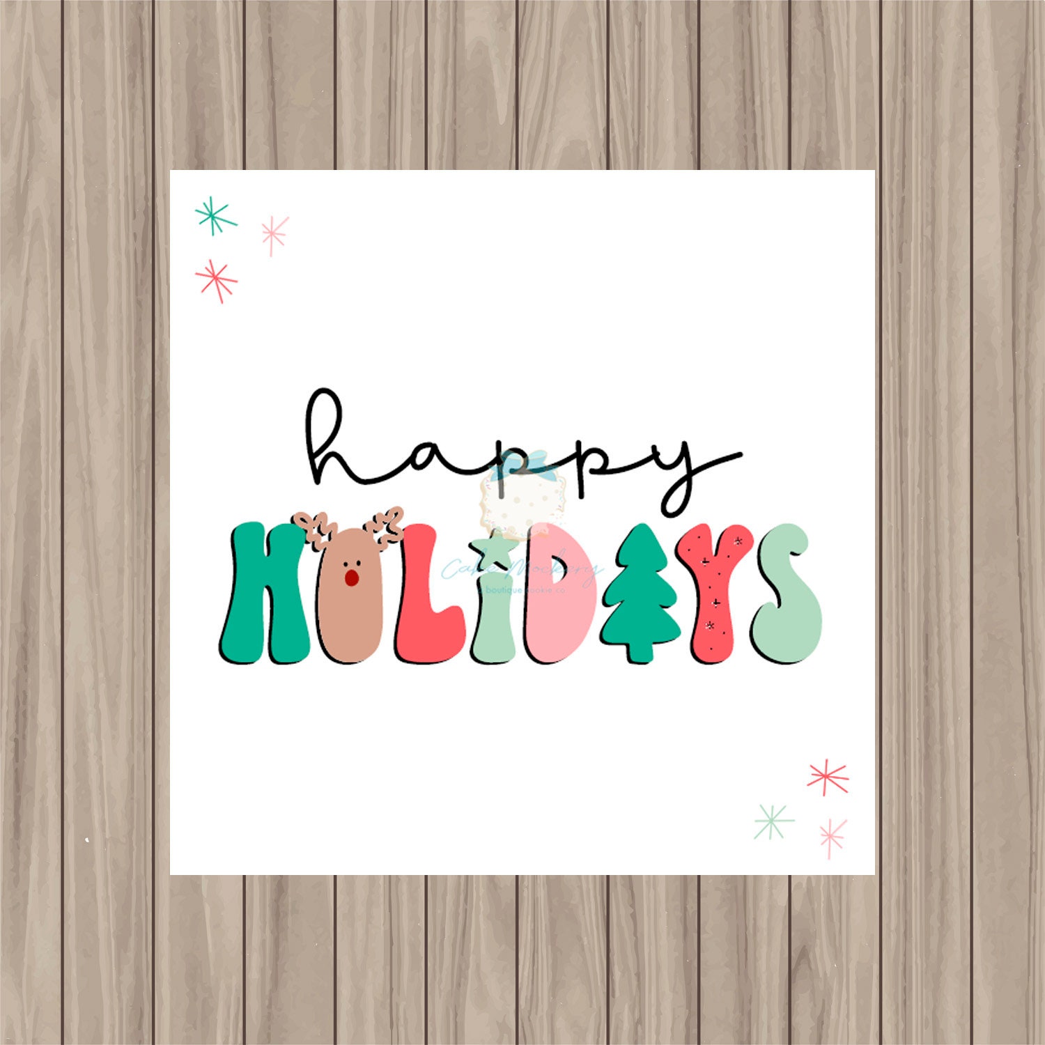 Printable Tag Happy Holidays 2 Square - Etsy