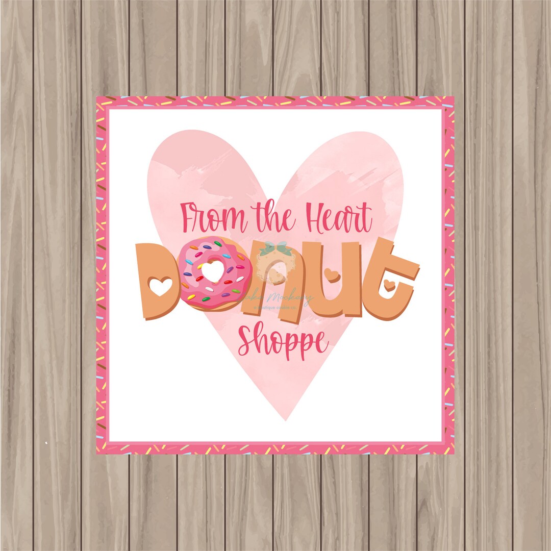 Printable Cookie Label - Cupids Donut Shoppe - 3.25" - Etsy