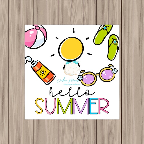 Printable Tag Hello Summer 2 Square - Etsy