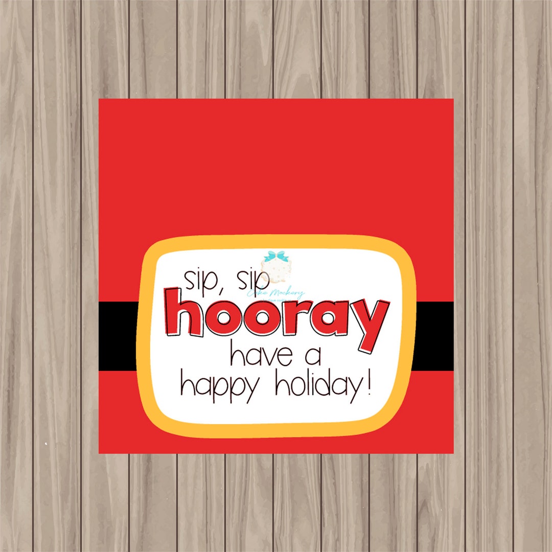 Printable Tag - Sip Sip Hooray Tag - 2" Square - Etsy