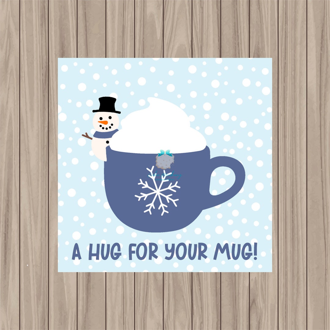 Printable Tag - Blue Mug Hugger - 2" Square - Etsy