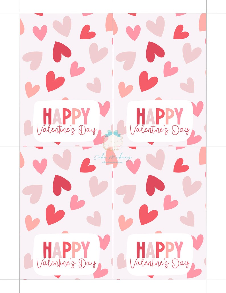 Printable Cookie Card - Happy Valentine's Day - 3.5"x5" - Etsy