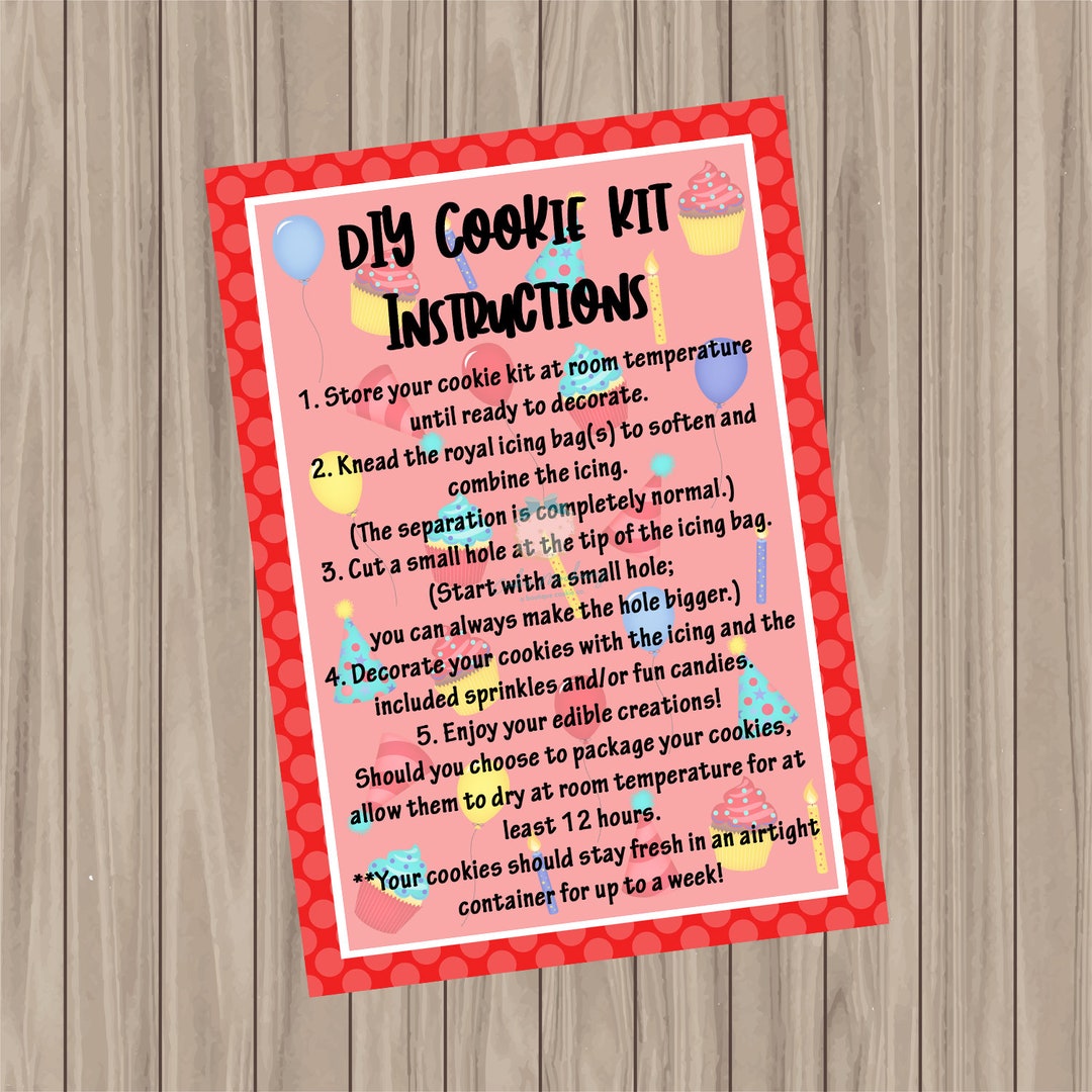 Printable Cookie Card - Birthday Themed DIY Cookie Kit - 3.5"x5" - Etsy