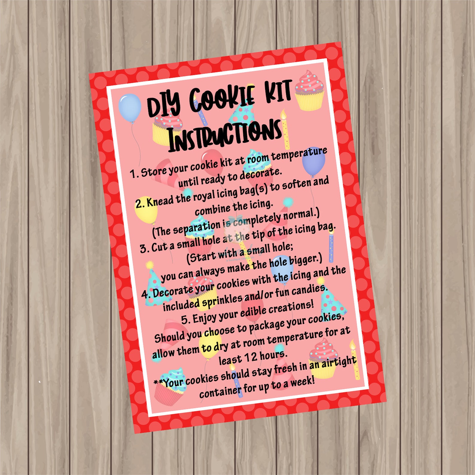 Printable Cookie Card Birthday Themed DIY Cookie Kit | Etsy