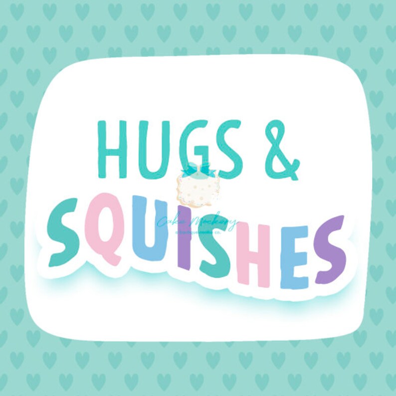Printable Tag Hugs and Squishes Teal 2 Square - Etsy
