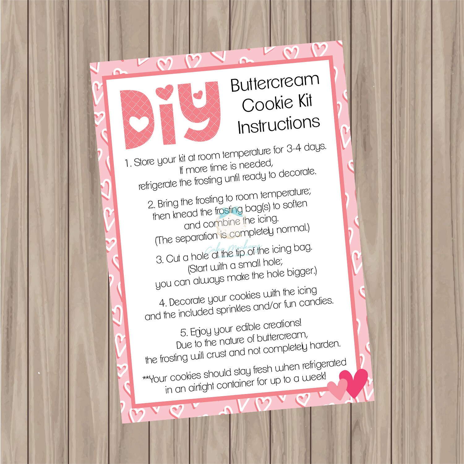 Printable Cookie Card - BUTTERCREAM DIY Cookie Kit - 3.5"x5" - Etsy