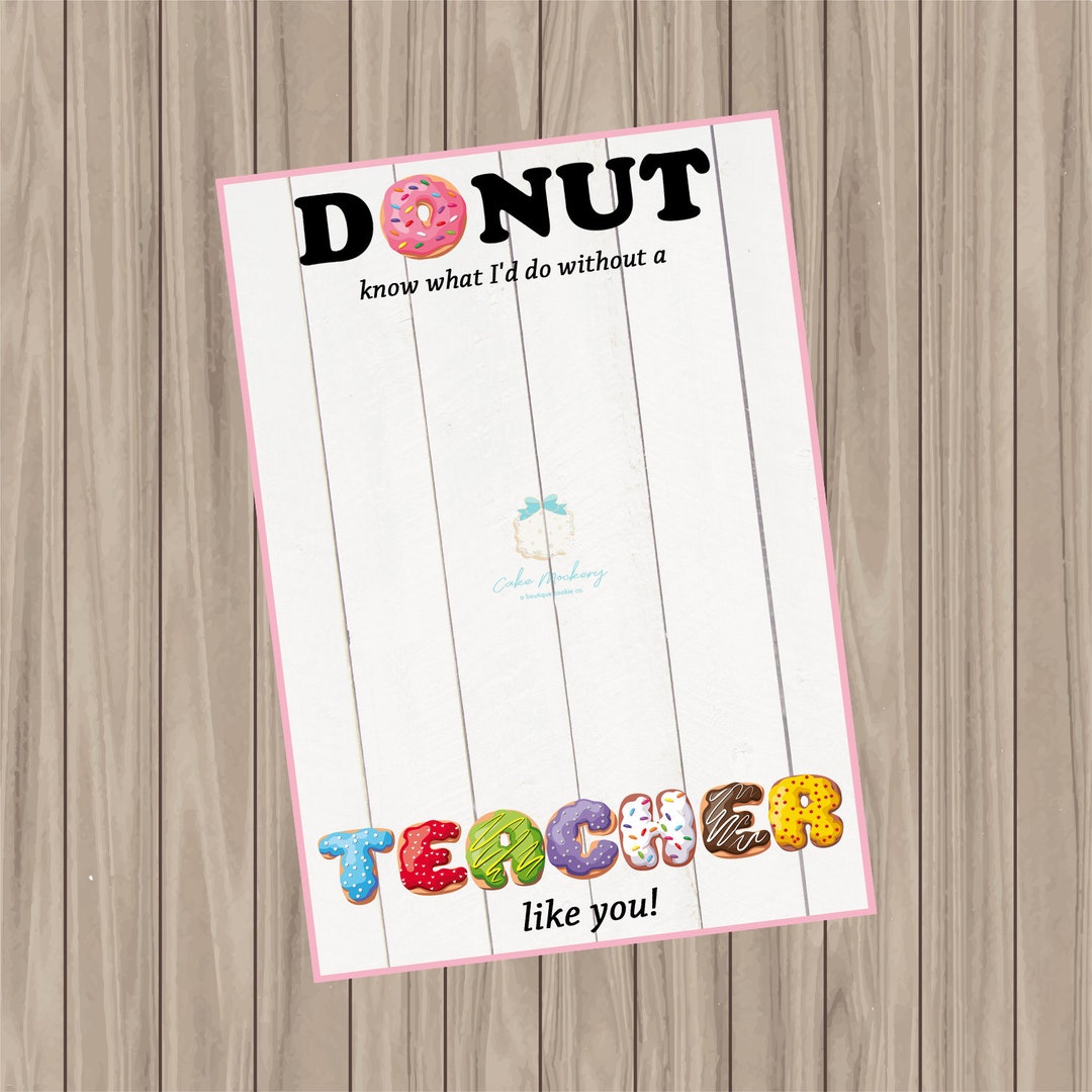 Printable Cookie Card DONUT Teacher Appreciation 3.5x5 - Etsy