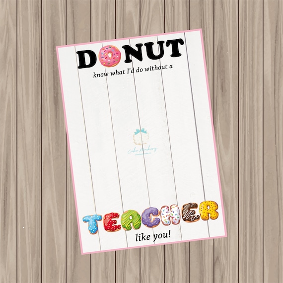 Printable Cookie Card DONUT Teacher Appreciation | Etsy