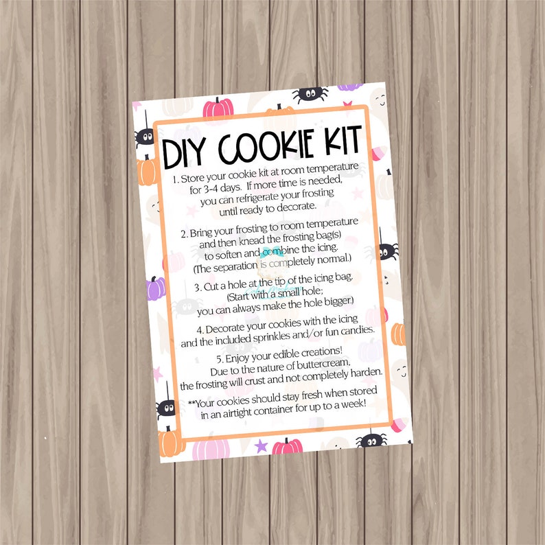 Printable Cookie Card - Halloween Buttercream Icing DIY Cookie Card - 3 ...