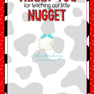 Printable Cookie Card - Thank You for Teaching Our Little Nugget - 3.5 ...