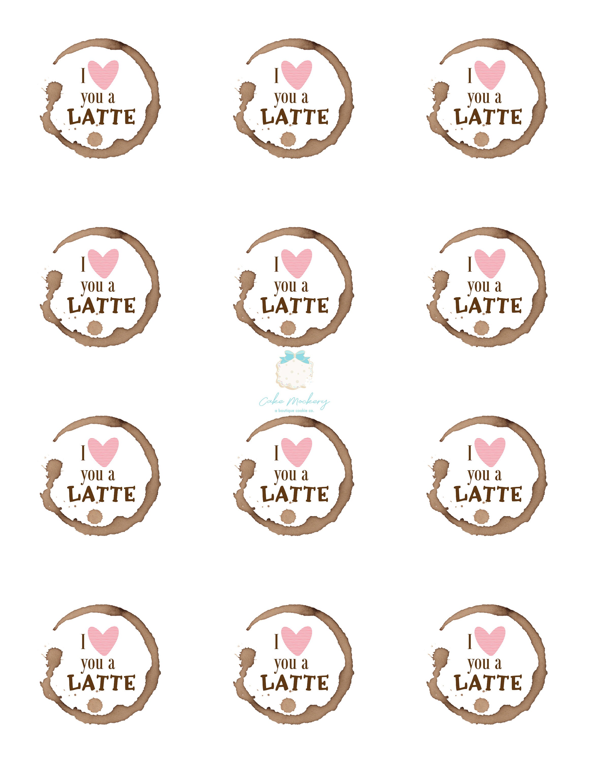 Printable Tag I Love You A Latte 2 Circle | Etsy