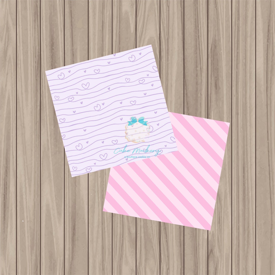 Pre-printed PHYSICAL Reversible Box Backer - Purple Squiggle Hearts and ...