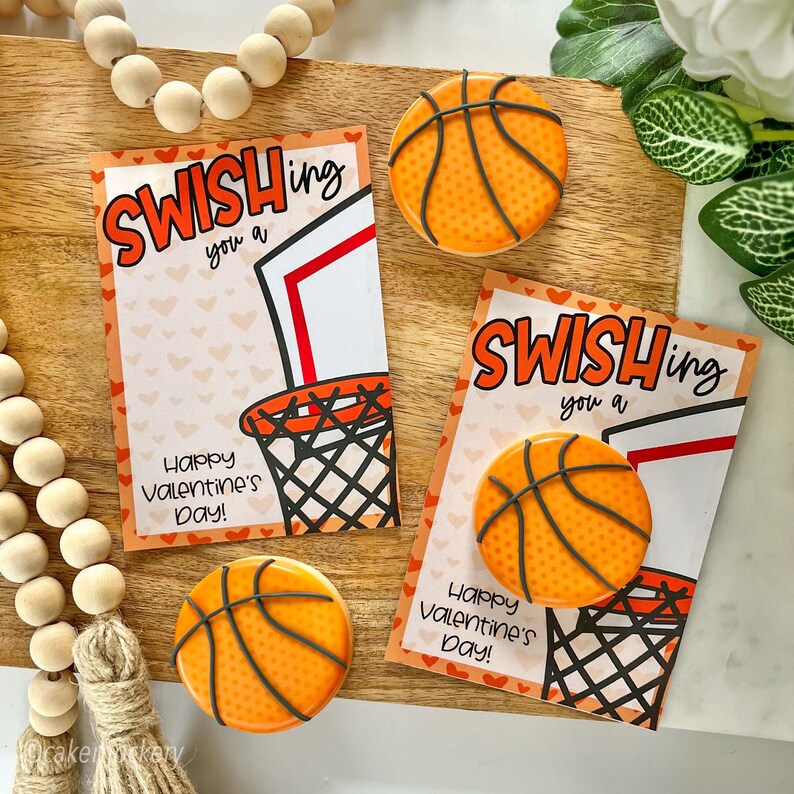 Printable Cookie Card - Swishing You a Happy Valentine's Day - 3.5"x5 ...