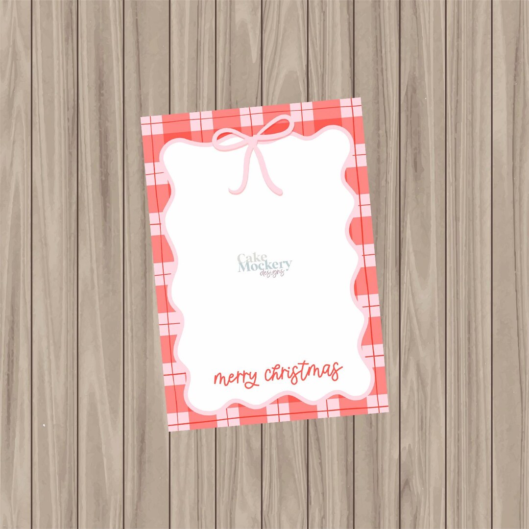 Printable Cookie Card - Red Coquette Merry Christmas - 3.5"x5" - Etsy