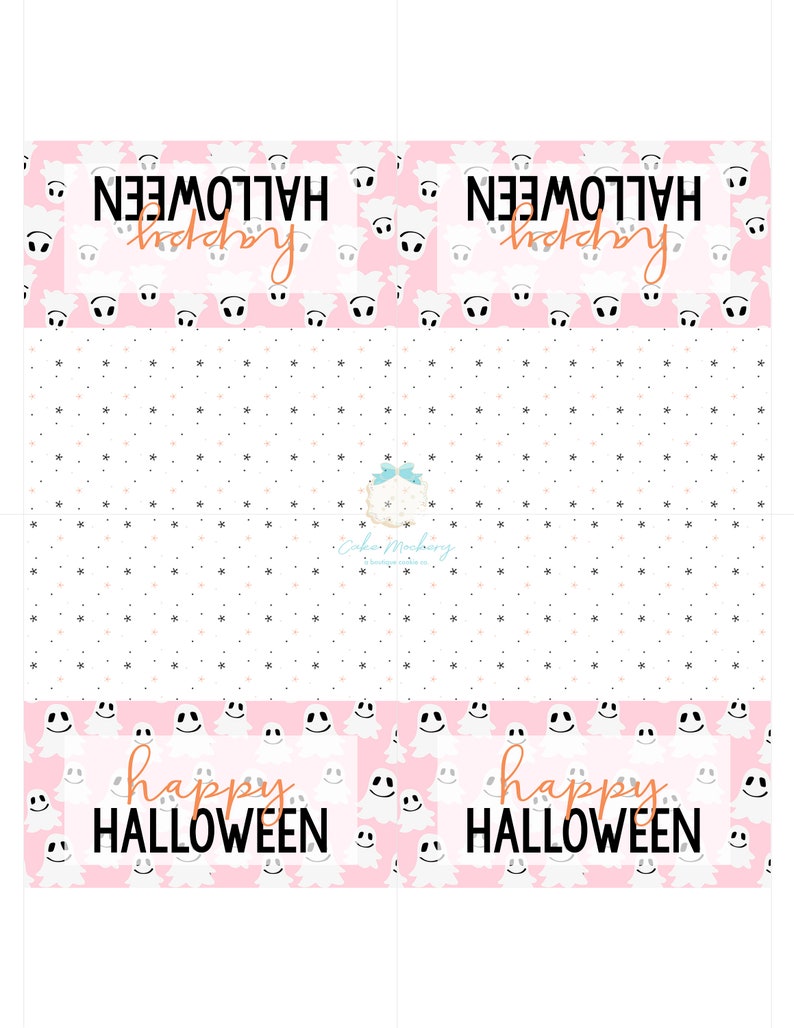 Printable Bag Topper Pink Happy Halloween 4 WIDE BAG - Etsy