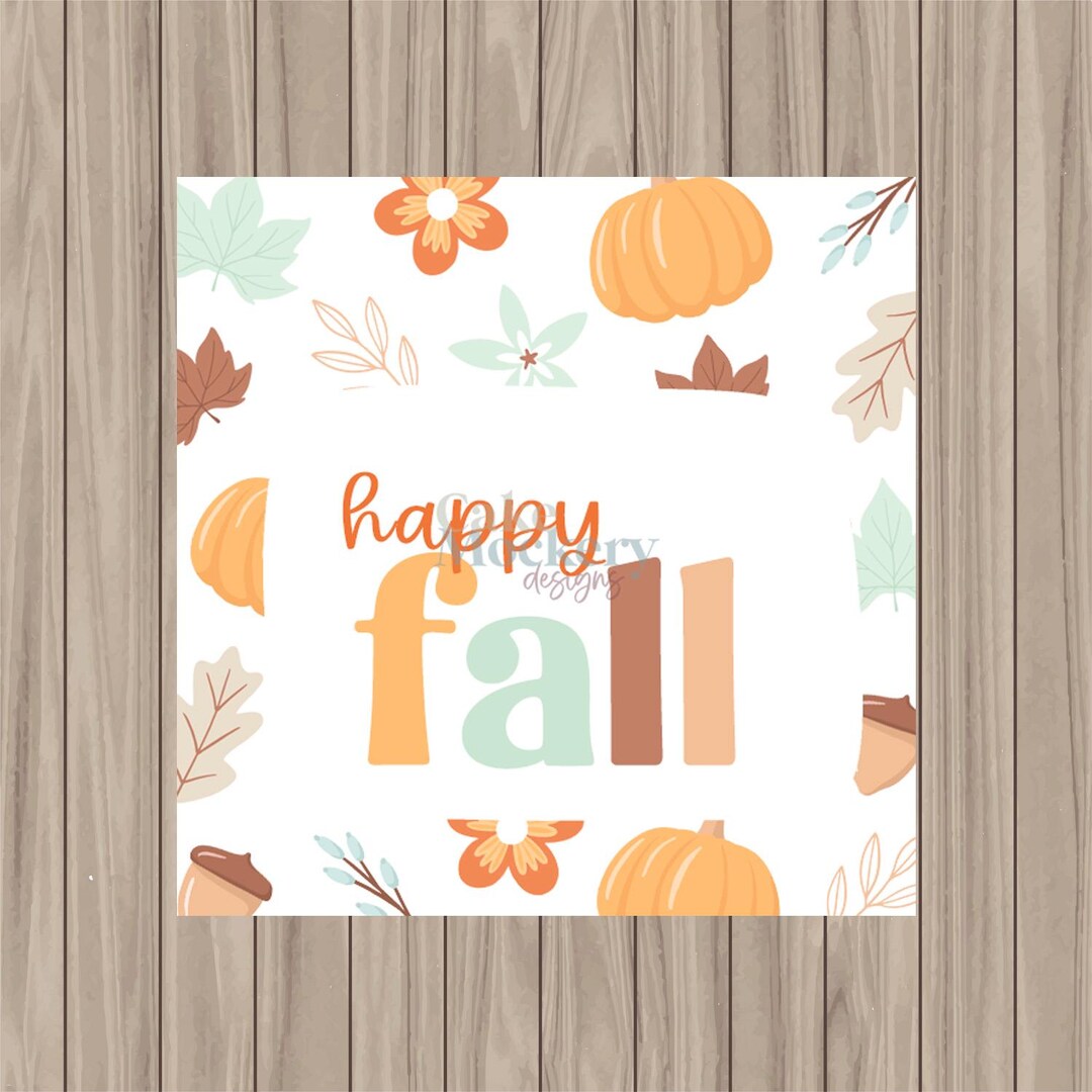 Printable Tag - Happy Fall - 2" Square - Etsy