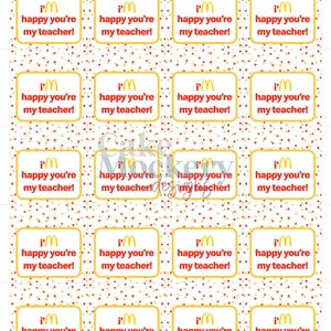 Printable Tag - I'm Happy You're My Teacher - 2" Square - Etsy