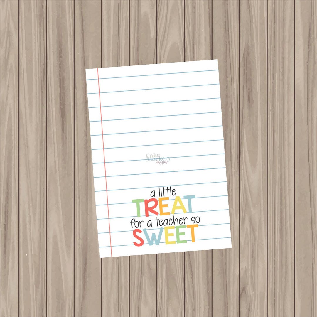 Printable Cookie Card - Treat for a Teacher so Sweet- 3.5"x5" - Etsy