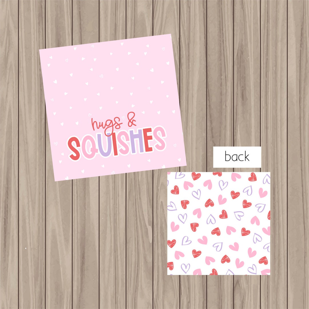 Pre-printed Tag - Hugs & Squishes - 2" X 2" Square - Etsy