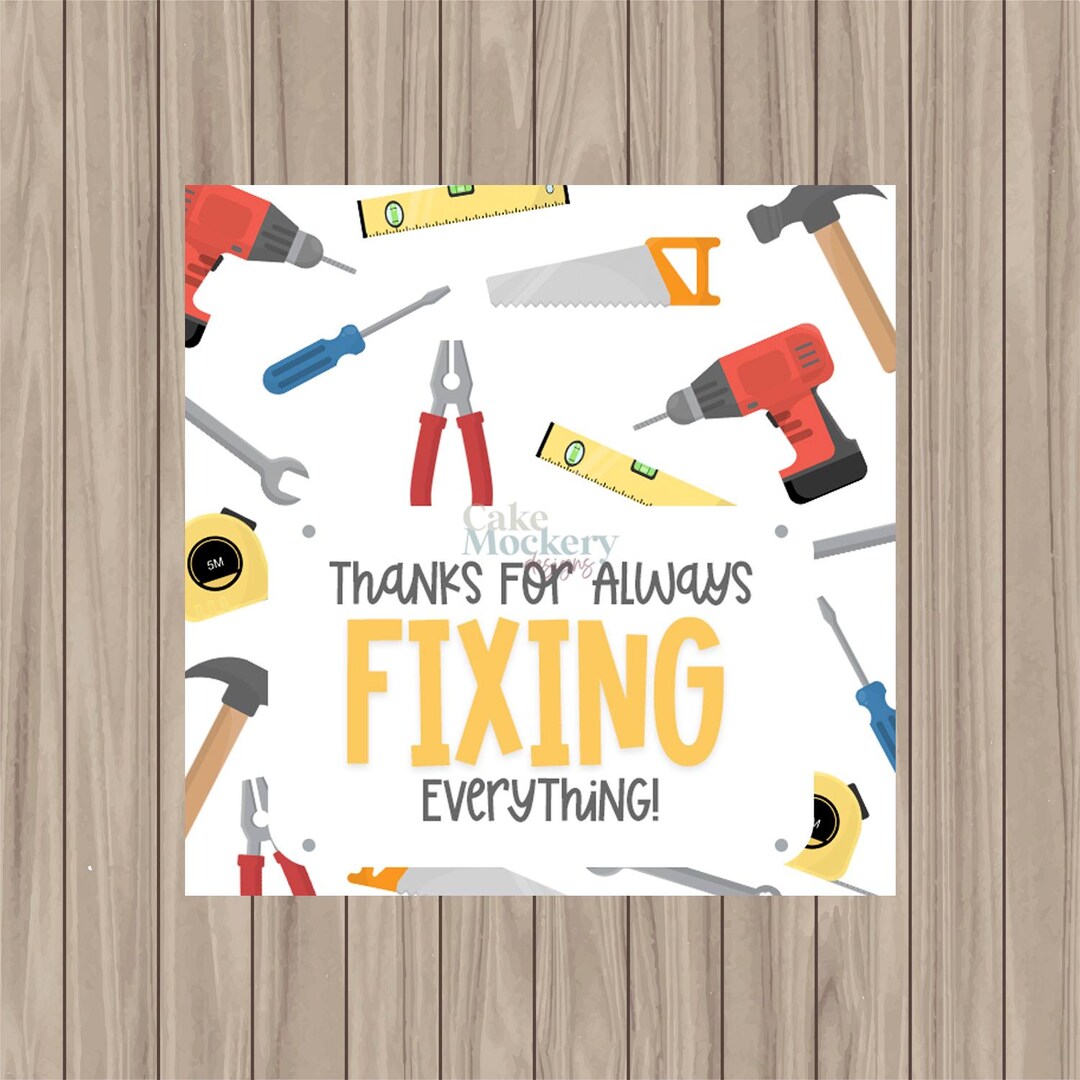 Printable Tag - Thanks for Always FIXING Everything! - 2" Square - Etsy