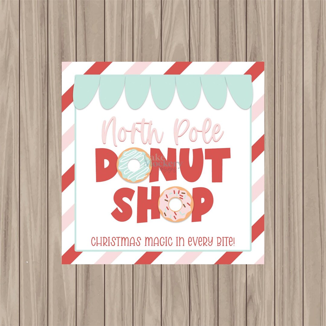 Printable Label - North Pole Donut Shop - 3.5" Square - Etsy