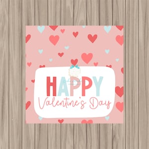 Printable Tag Happy Valentine's Day 2 Square - Etsy