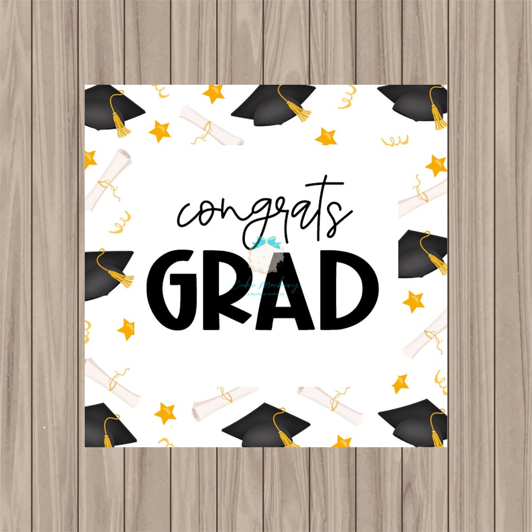 Printable Tag - Congrats Grad - 2" Square - Etsy