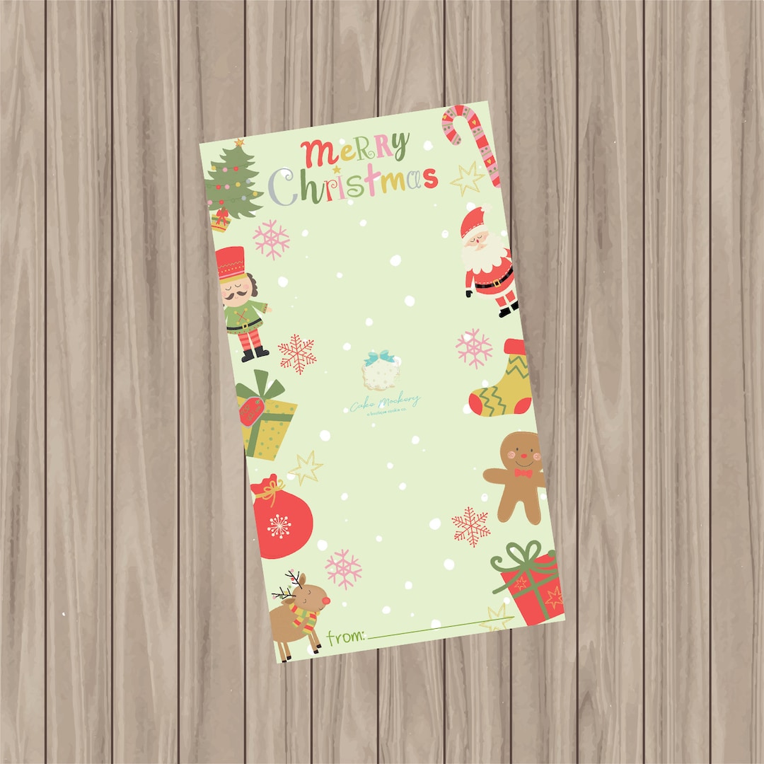 Printable Cookie Card - "merry Christmas" Small Cookie & Gift Card ...