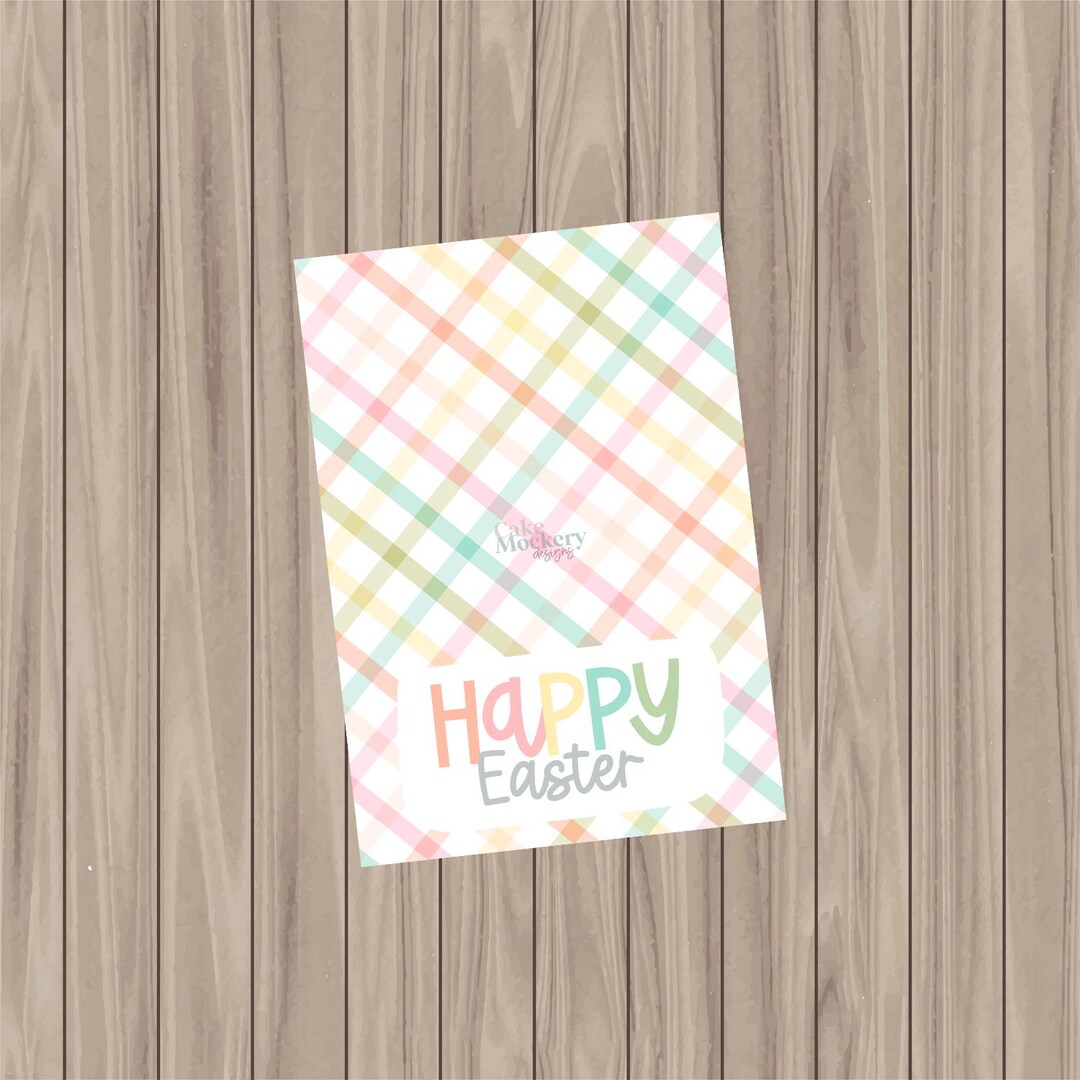 Printable Cookie Card - Happy Easter Pastel Plaid - 3.5"x5" - Etsy
