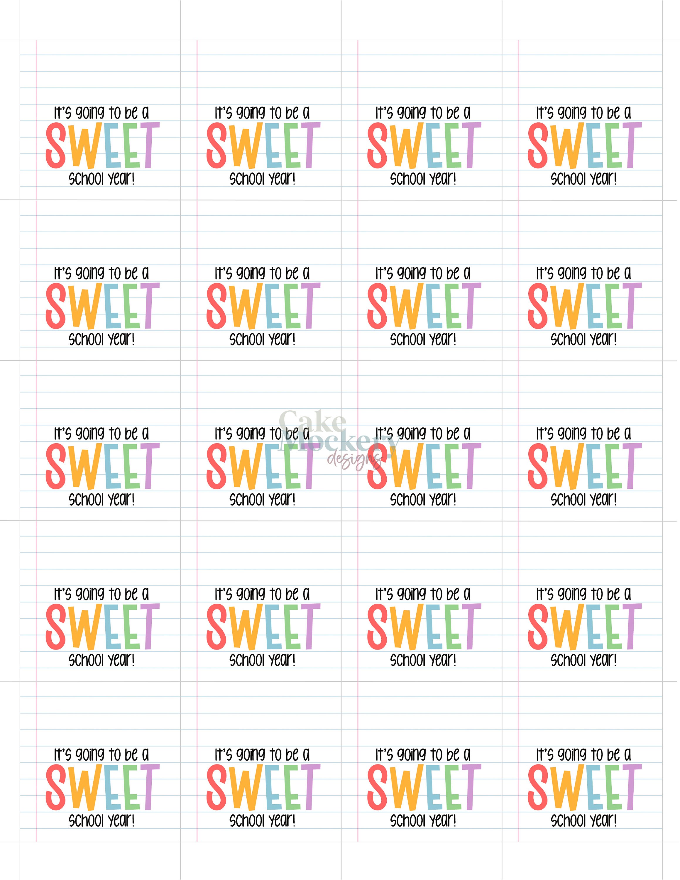 Printable Tag - Have a Sweet School Year - 2" Square - Etsy