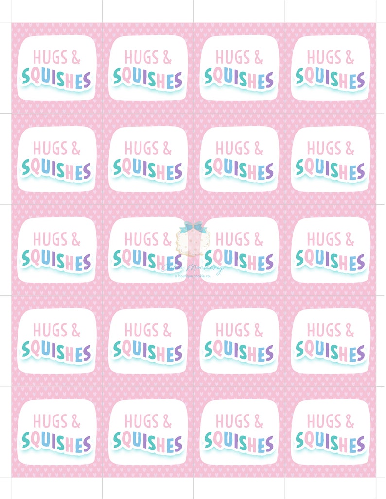 Printable Tag Hugs and Squishes Pink 2 Square - Etsy