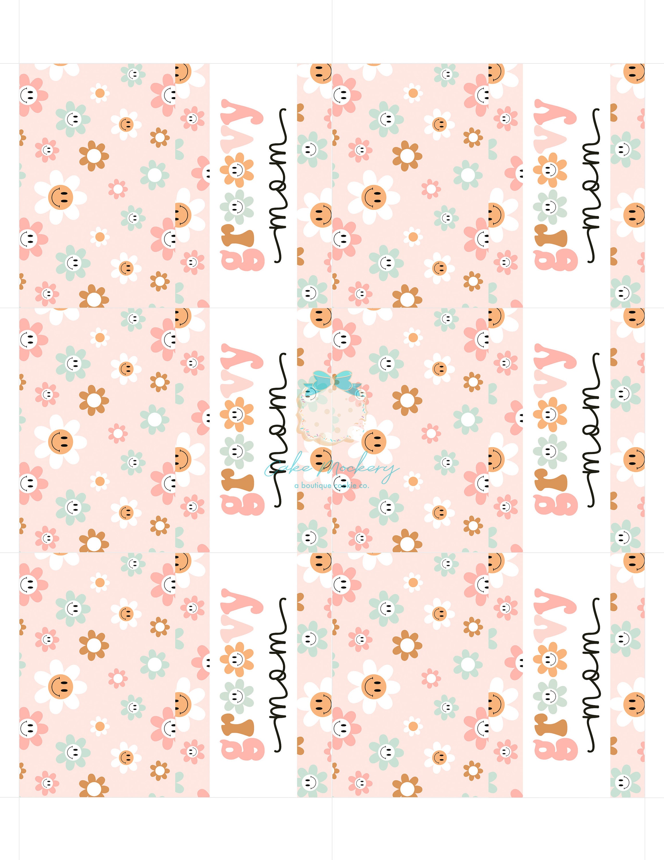 Printable Bag Topper - Groovy Mom - 3.125" Wide X 4" Tall (3.125" X 2 ...