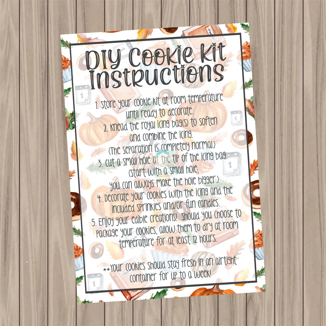 Printable Cookie Card - Fall DIY Cookie Card - 3.5"x5" - Etsy