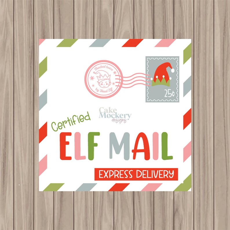 Printable Tag - Certified Elf Mail - 2" Square - Etsy