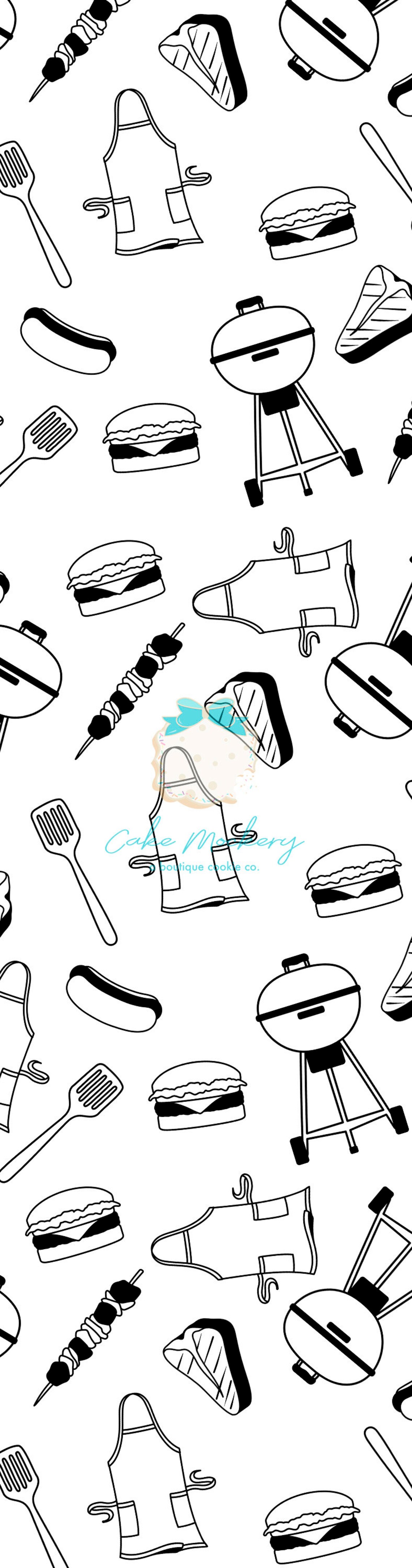 Printable Cookie Card - Grill Doodle Backer - 2 5/8" X 10" - Etsy