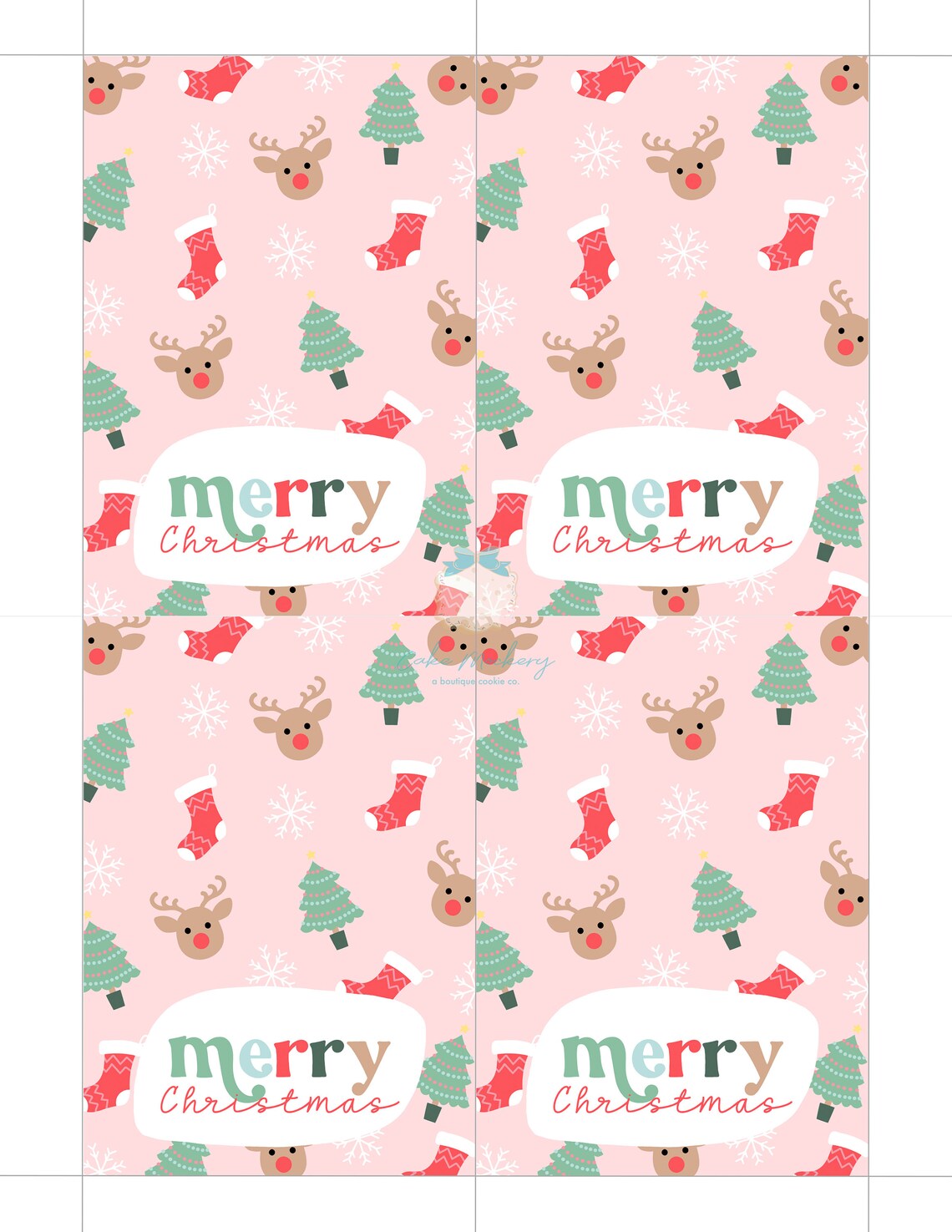 Printable Cookie Card - Merry Christmas - 3.5"x5" - Etsy