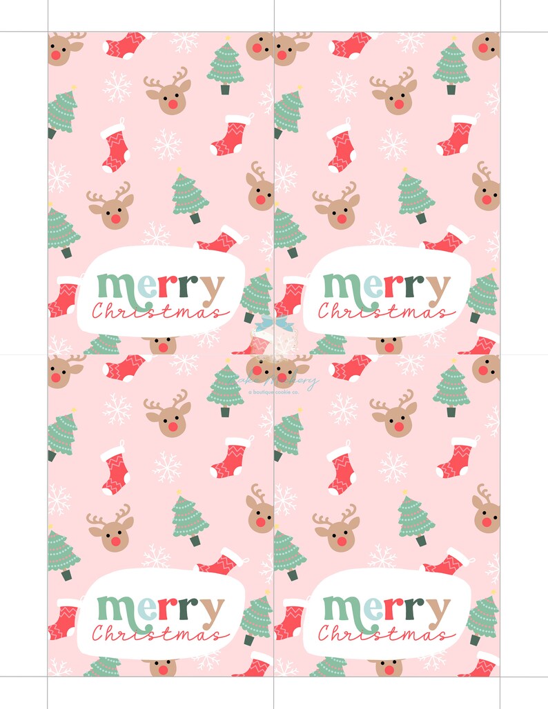 Printable Cookie Card - Merry Christmas - 3.5"x5" - Etsy